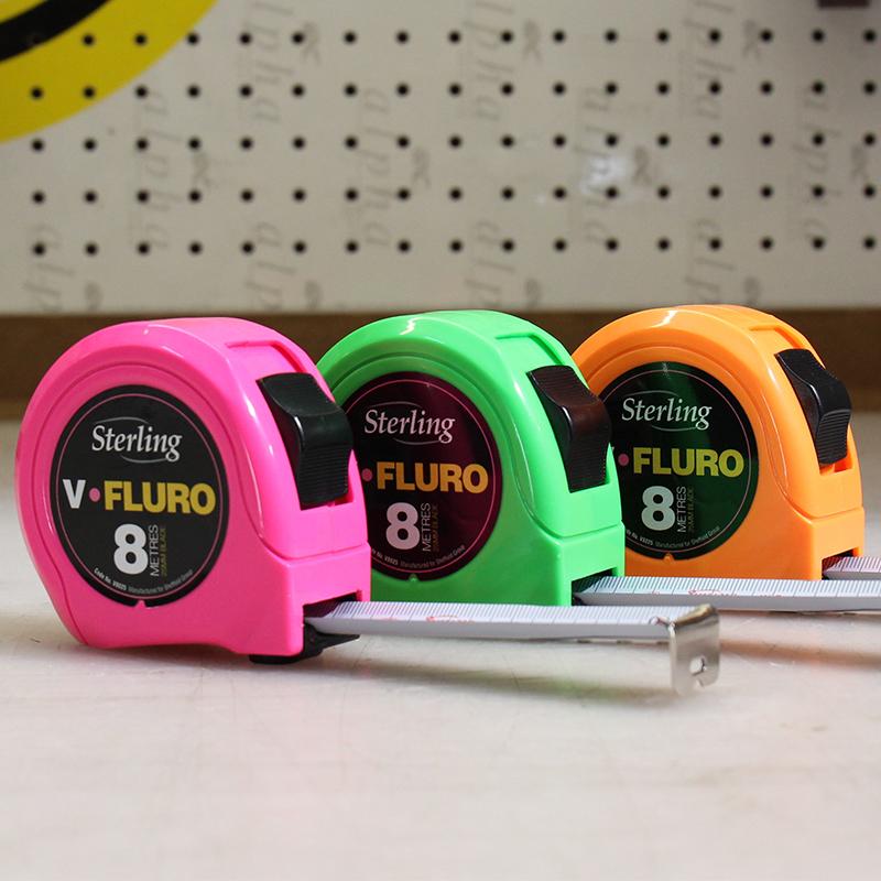 8m x 25mm V-Force Fluro Measuring Tape - Sterling