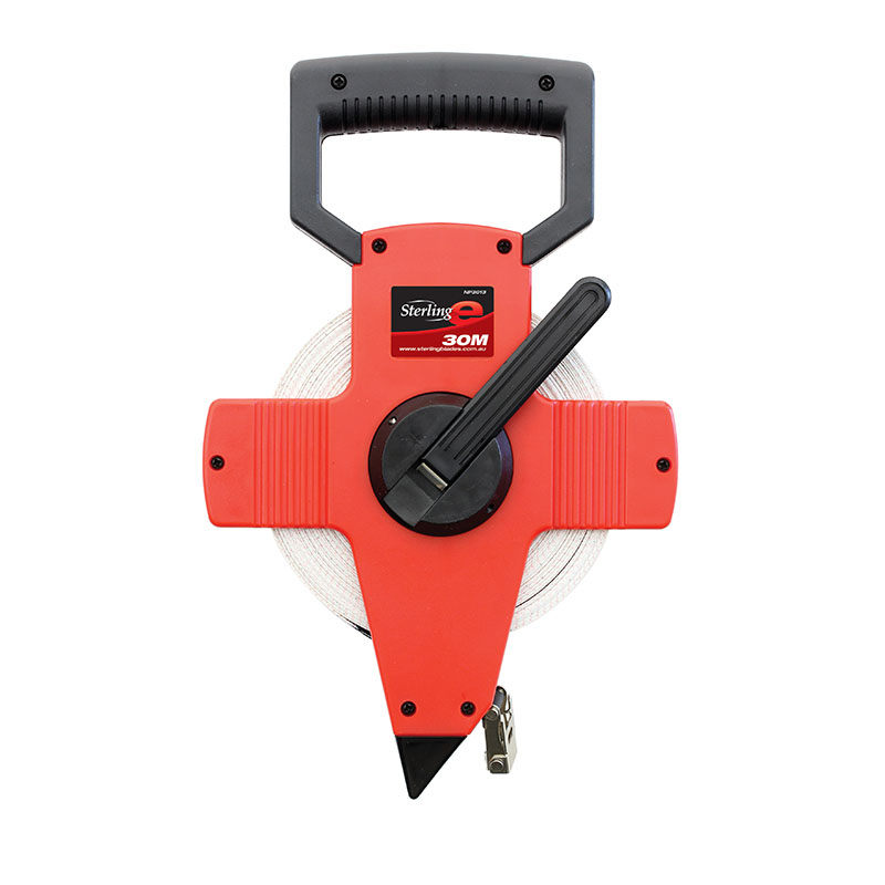 30m Open Case Fibreglass Tape Measure - Sterling