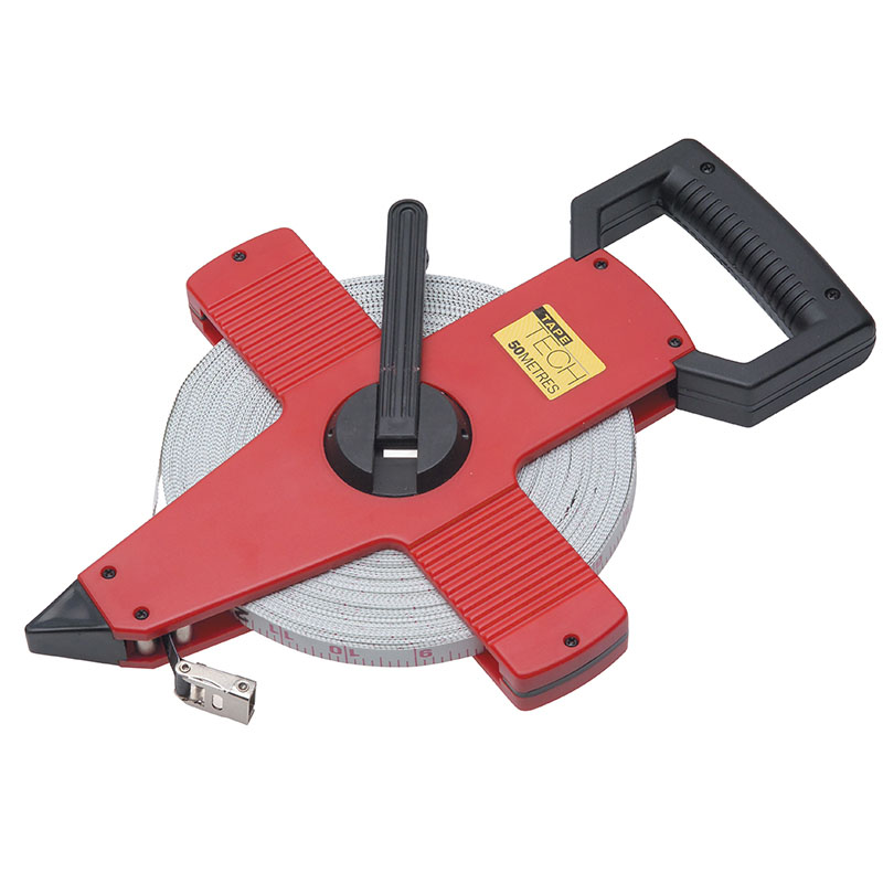 50m Open Case Fibreglass Tape Measure - Sterling